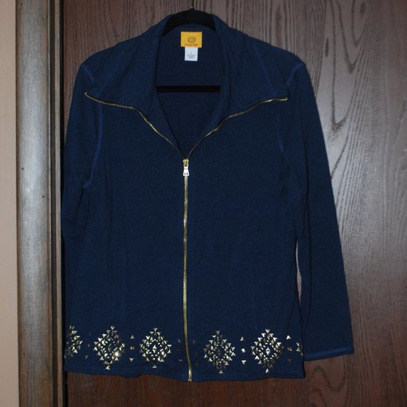 Ruby Rd. | Jackets & Coats | Ruby Rd Navy Zipup Jacket With Contrasting ...